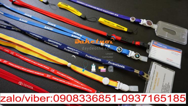 DÂY ĐEO THẺ CAO CẤP tổng hợp-IN NỔI – IN CHÌM poly nylon satanh